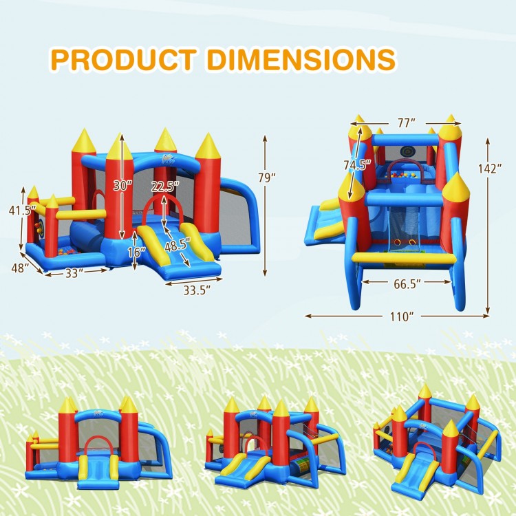 Inflatable Soccer Goal Ball Pit Bounce House Without Blower - Costway