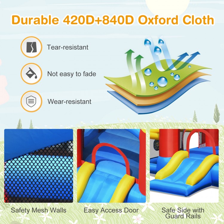 Inflatable Soccer Goal Ball Pit Bounce House Without Blower - Costway