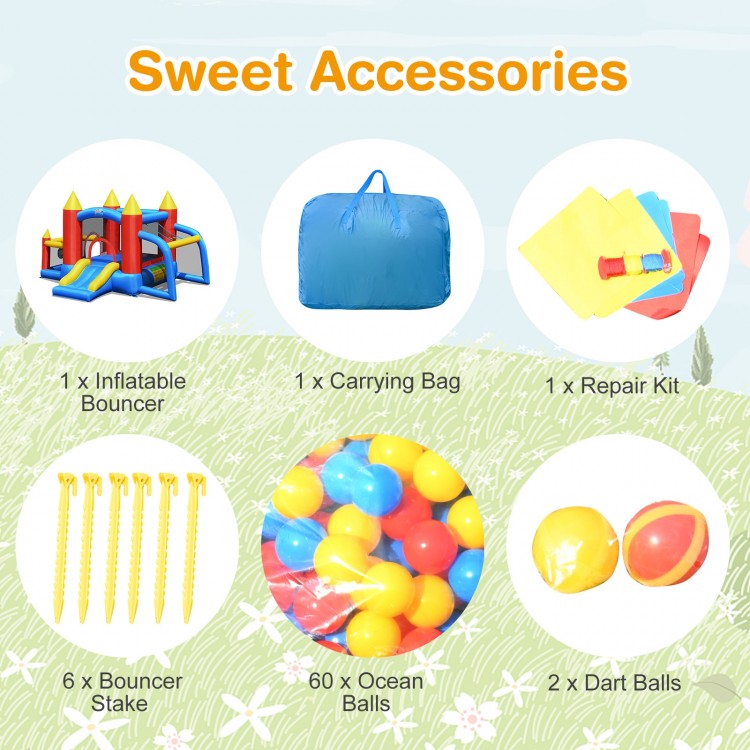 Inflatable Soccer Goal Ball Pit Bounce House Without Blower - Costway
