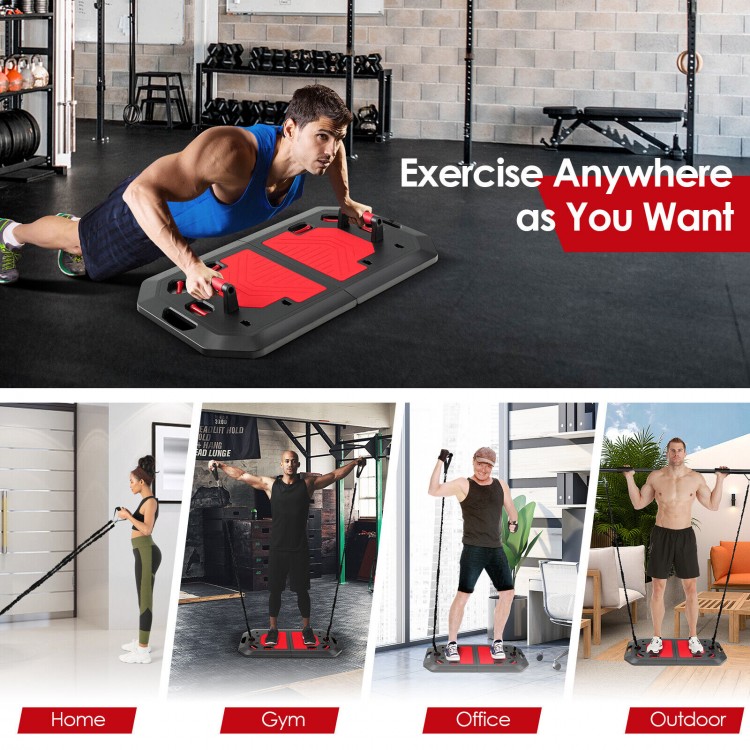 Push up Board Set Folding Push up Stand with Elastic String Pilate Bar ...
