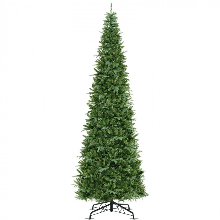 12 Feet Tall Prelit Hinged Artificial Christmas Tree with 2517 PVC PE ...