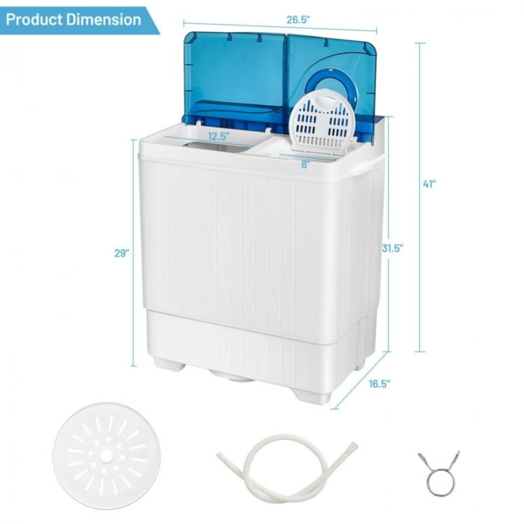 26 lbs Portable Semi-Automatic Washing Machine with Built-in Drain Pump ...