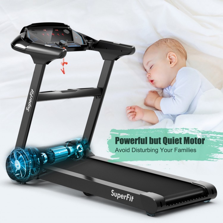 Quiet 2.25HP Folding Treadmill with 8-Stage Shock Absorption - Costway