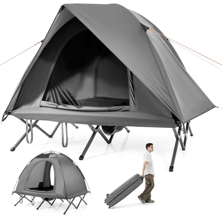 2-Person Camping Cot Tent Foldable Off-Ground Camping Combo for Adults ...