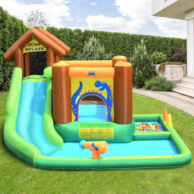 Inflatable Waterslide Bounce House Climbing Wall without Blower - Costway