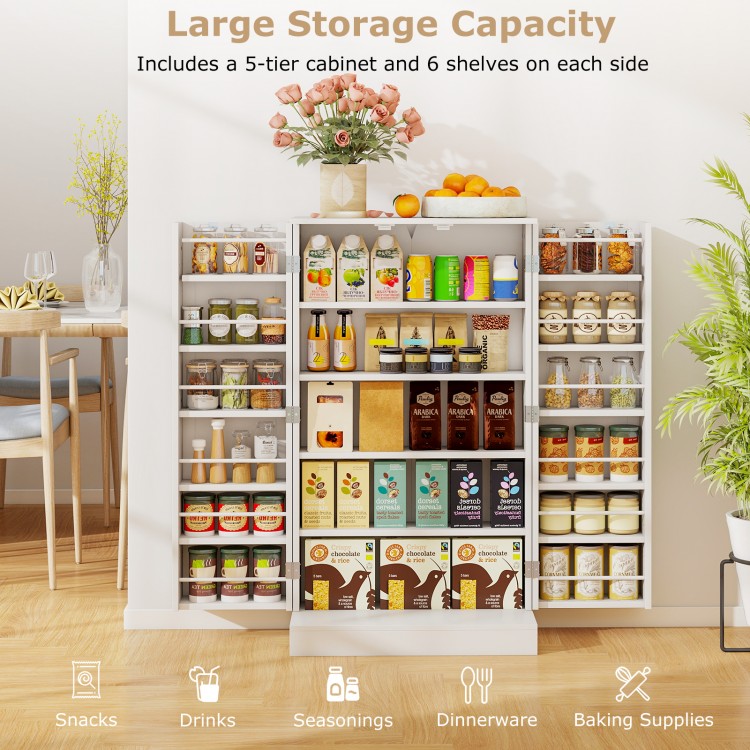 41 Inch Tall Pantry Cabinet Kitchen Storage Cabinet with Doors and ...