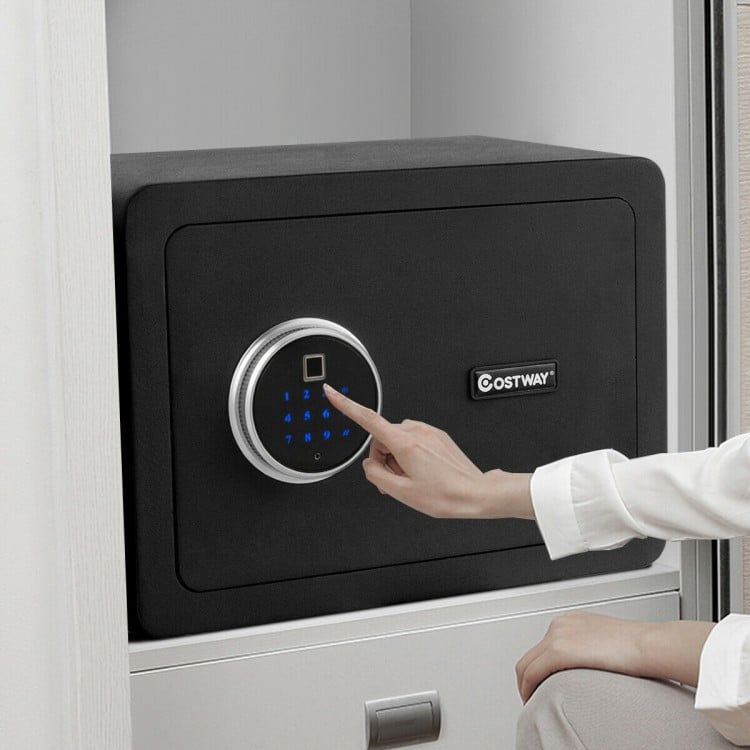 Fingerprint Safe Box Security Box with LED Light - Costway