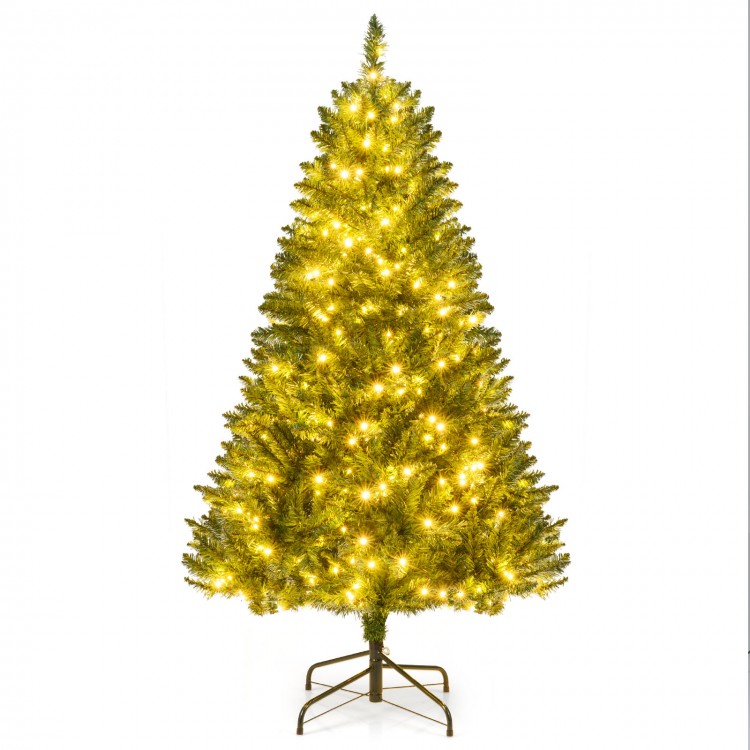 5/6/7 Feet Artificial Christmas Tree Hinged Xmas Tree with 7 Lighting ...