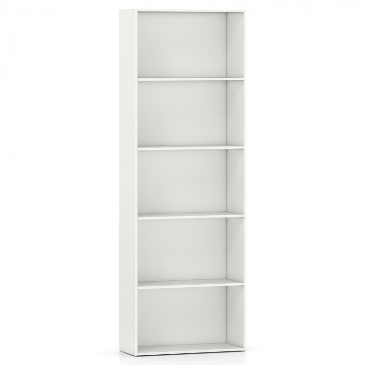 5-Shelf Storage Bookcase Modern Multi-Functional Display Cabinet-White ...