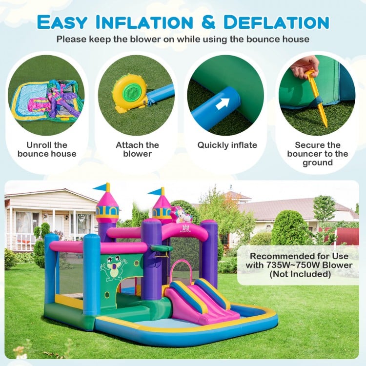 6-in-1 Kids Blow up Castle with Slide and Jumping Area and Ball Pit ...