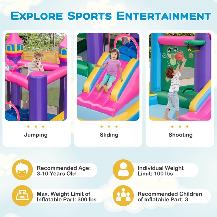 6-in-1 Kids Blow up Castle with Slide and Jumping Area and Ball Pit ...