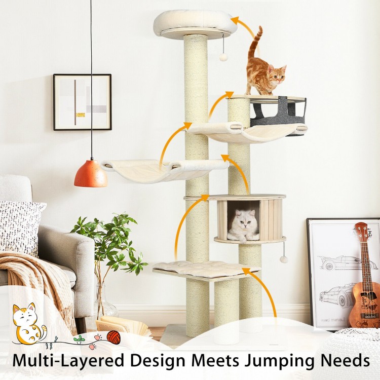 77.5-Inch Cat Tree Condo Multi-Level Kitten Activity Tower with Sisal ...