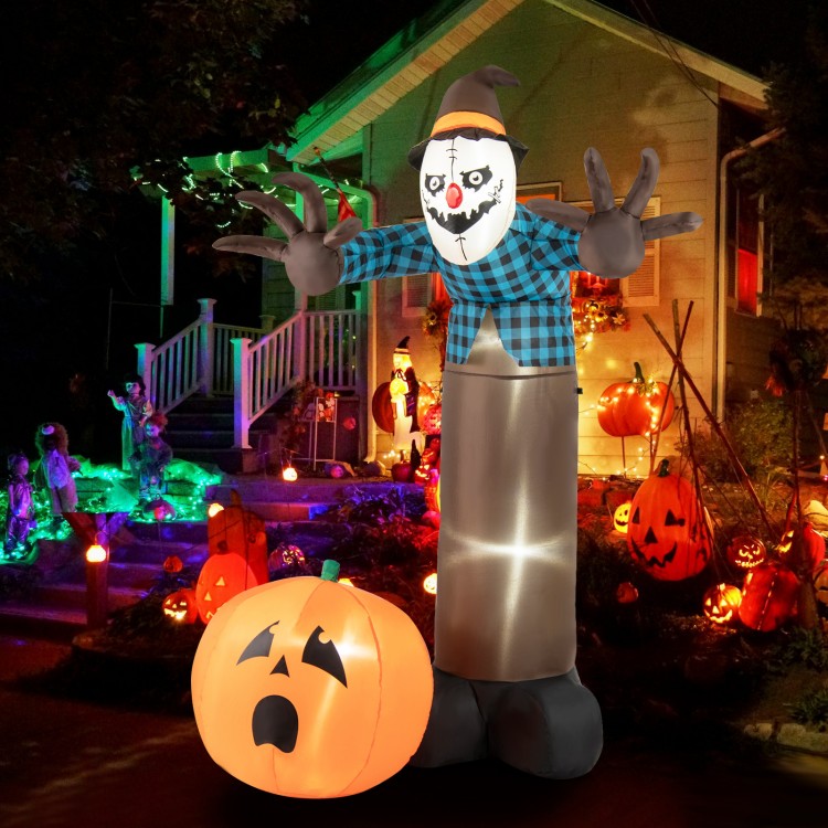 7 FT Inflatable Halloween Haunted Scarecrow Pumpkin Ghost with Built-in ...