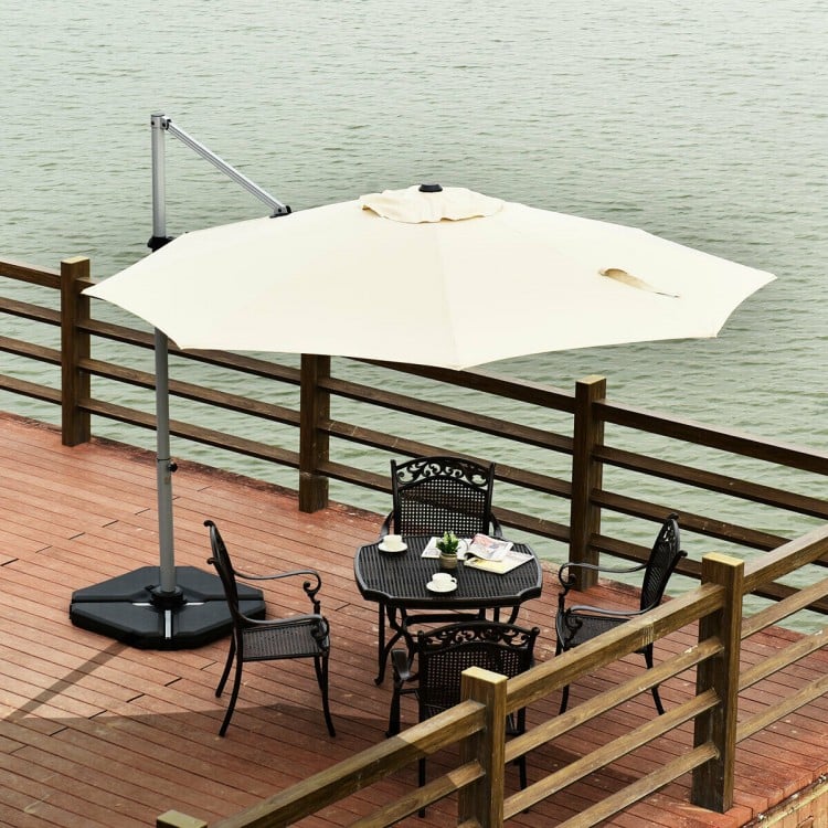 11 Feet Patio Offset Cantilever Umbrella 360° Rotation Aluminum Tilt ...