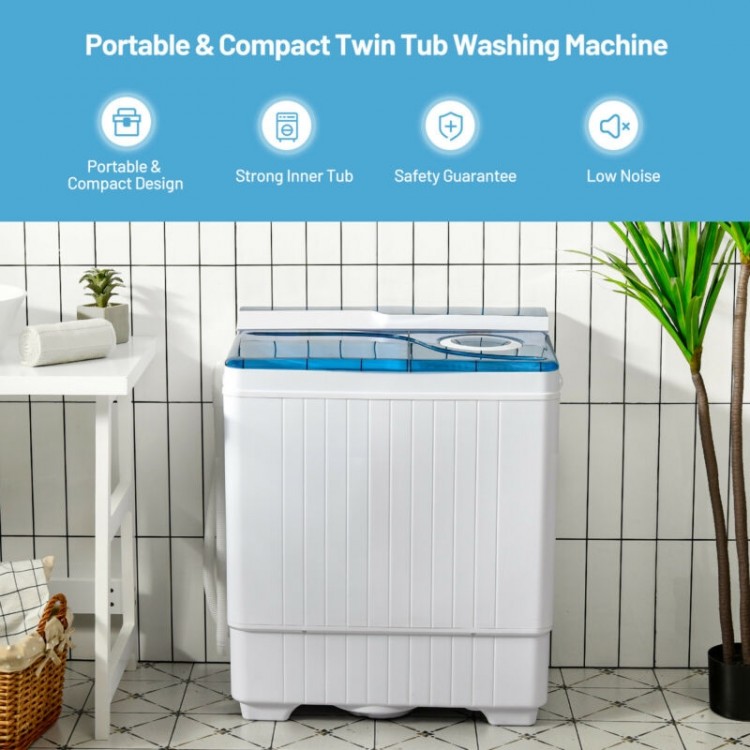 26 lbs Portable Semi-Automatic Washing Machine with Built-in Drain Pump ...