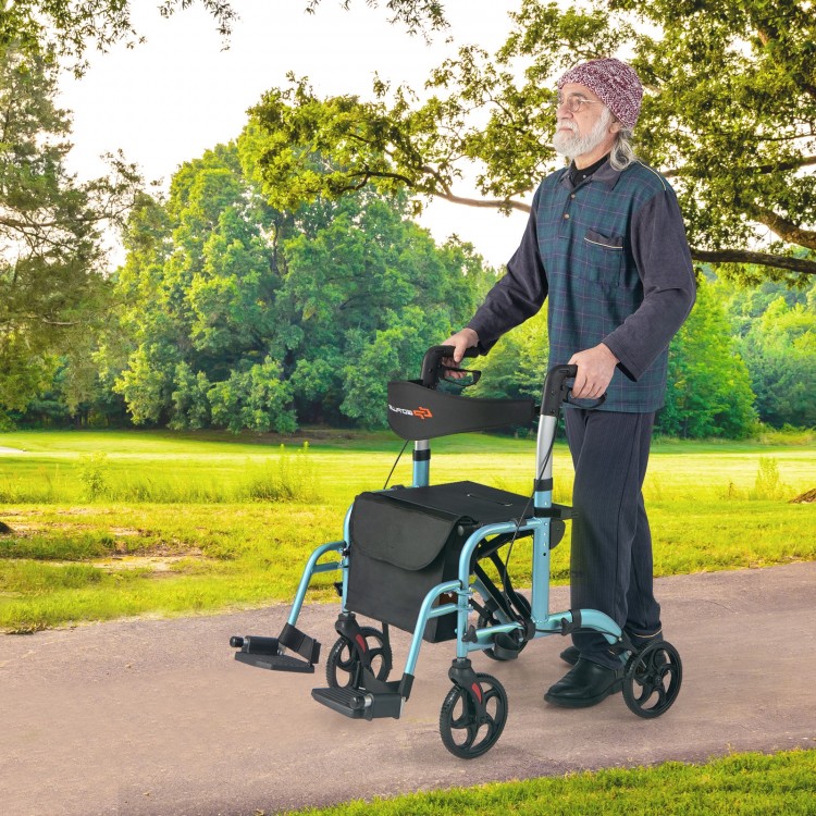 2 in 1 Rollator Walker Aluminum Walking Aid Assistant with Storage ...