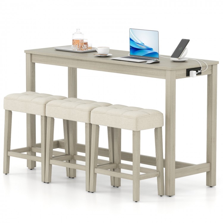 Counter Height Table with 3 Stools and 4-Piece Breakfast Nook Bar Set ...