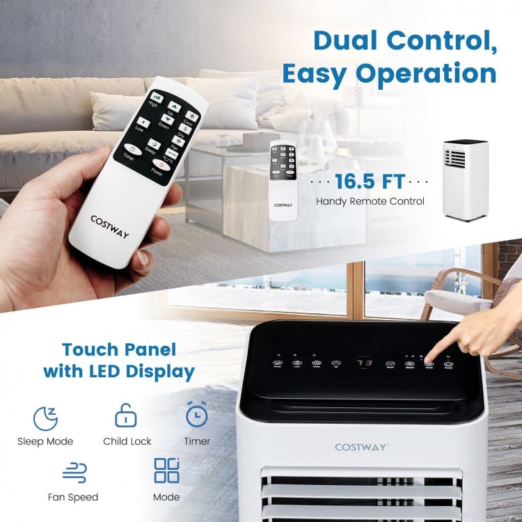 8000 BTU(Ashrae) Portable Air Conditioner with Remote Control - Costway