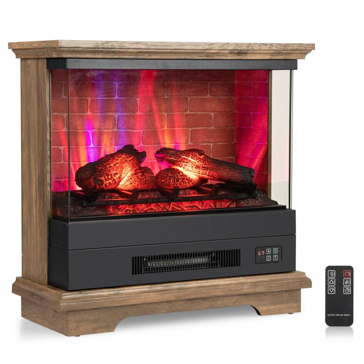 27 Inch Freestanding Fireplace with Remote Control - Costway