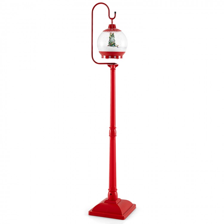 68 Inch Festive Musical Christmas Street Lamp Post with Snow Globe ...