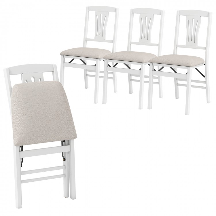 Folding Kitchen Chairs Set of 4 Upholstered Dining Chairs with Comfy ...