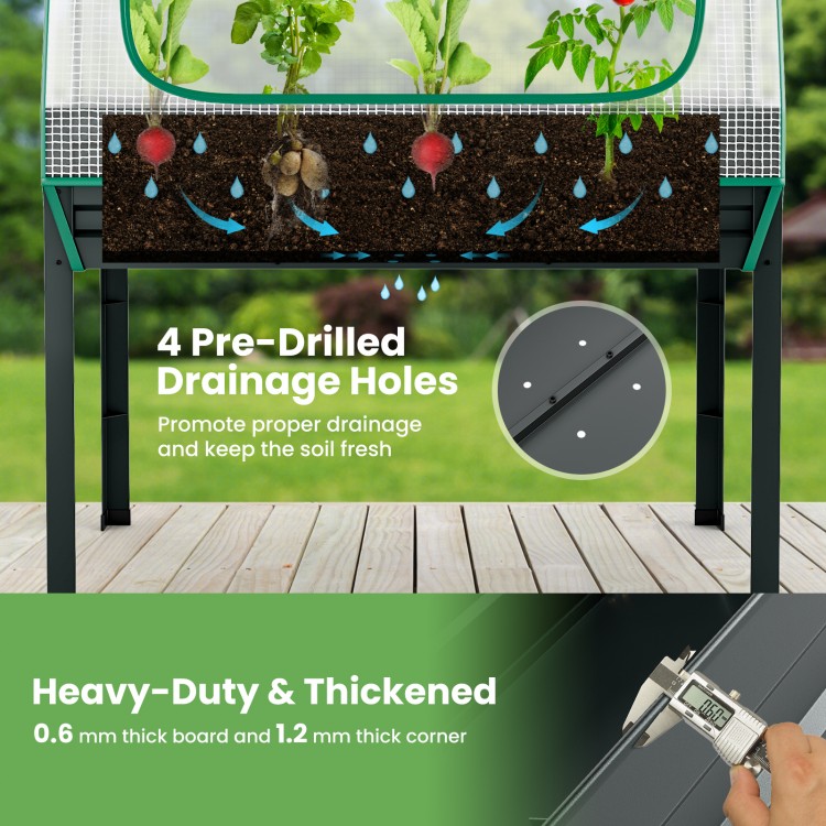 3-in-1 Raised Garden Bed with Greenhouse Cover and Trellis - Costway