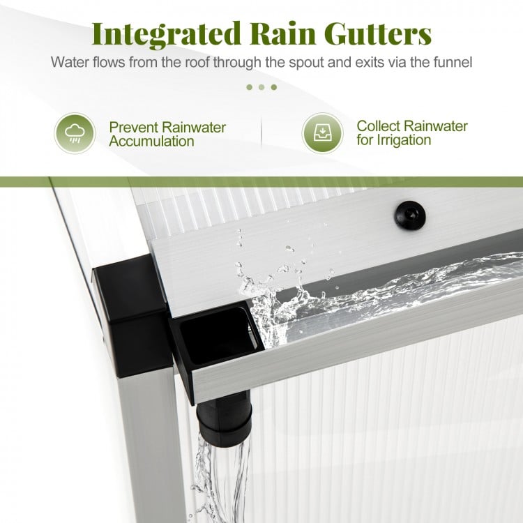 Large Walk-in Green House with Rain Gutters and Polycarbonate Panels ...