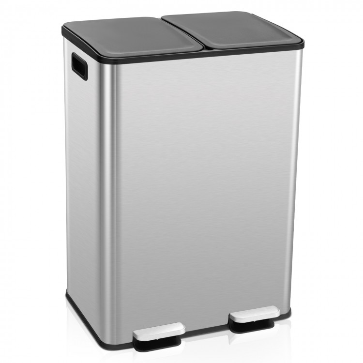 2 x 8 Gal Dual Compartment Trash Can - Costway