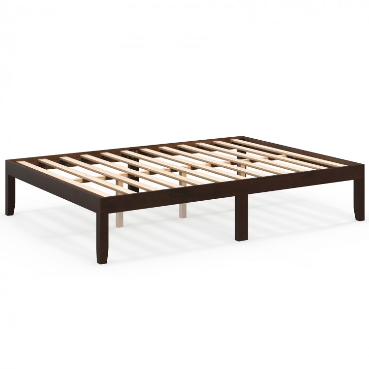 Full Wood Bed Frame with Wooden Slats Support and Rubber Wood Legs ...