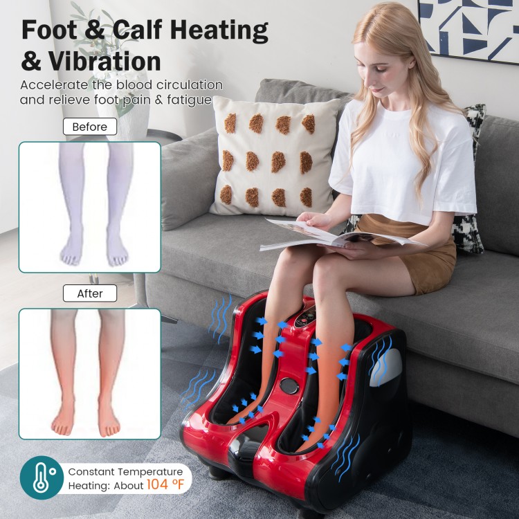 Foot and Calf Massager with Heat Vibration Deep Kneading and Shiatsu ...