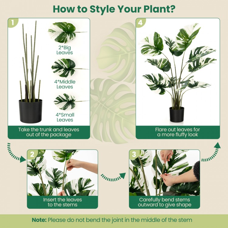 2 Pack 4 Feet Artificial Monstera Deliciosa Plants for Home Office ...