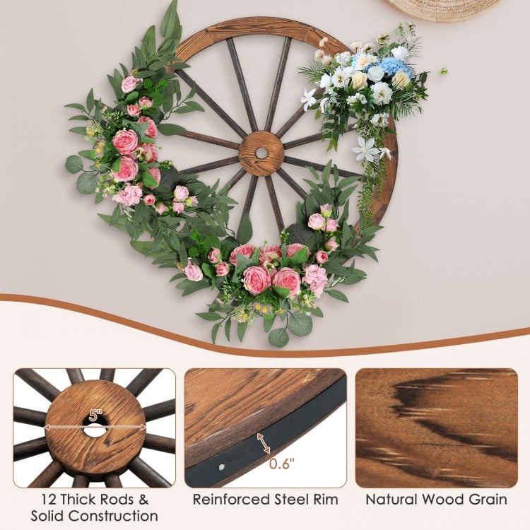 Set of 4 Decorative Wooden Wagon Wheels 30 Inch Vintage Wagon Wheel ...