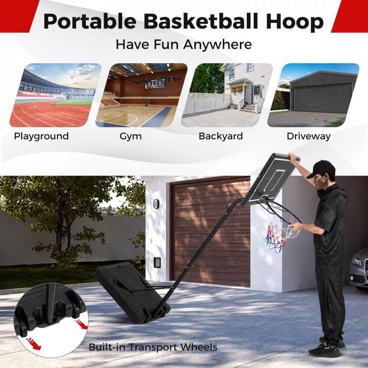 Portable Outdoor Basketball Hoop 6.9-8.5 FT Adjustable with Fillable ...
