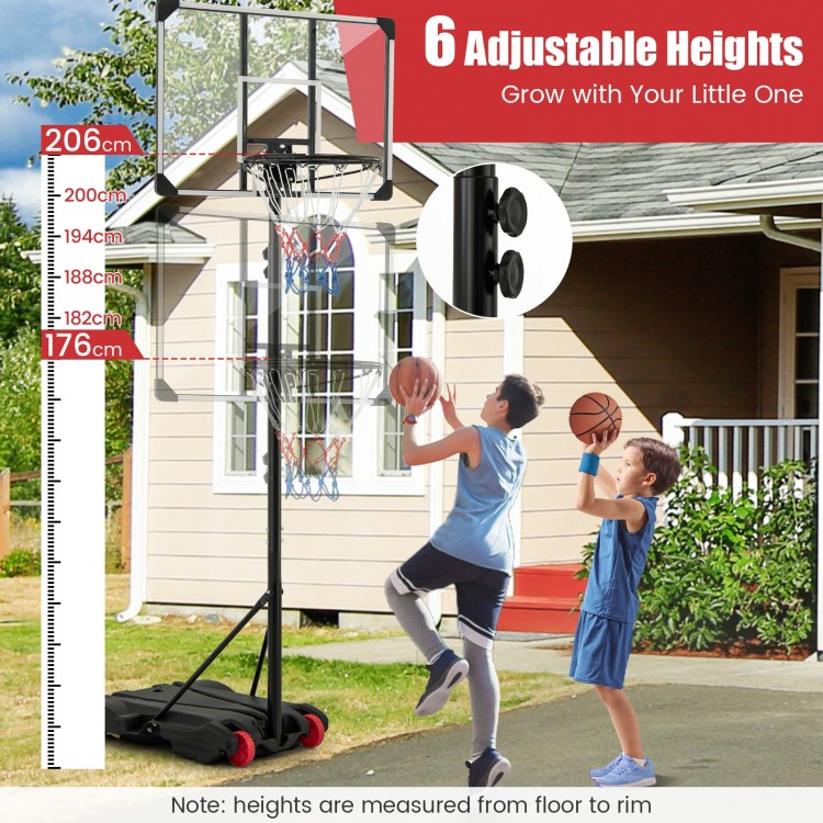 5.8-6.8 FT Basketball Hoop Height Adjustable Basketball System with ...