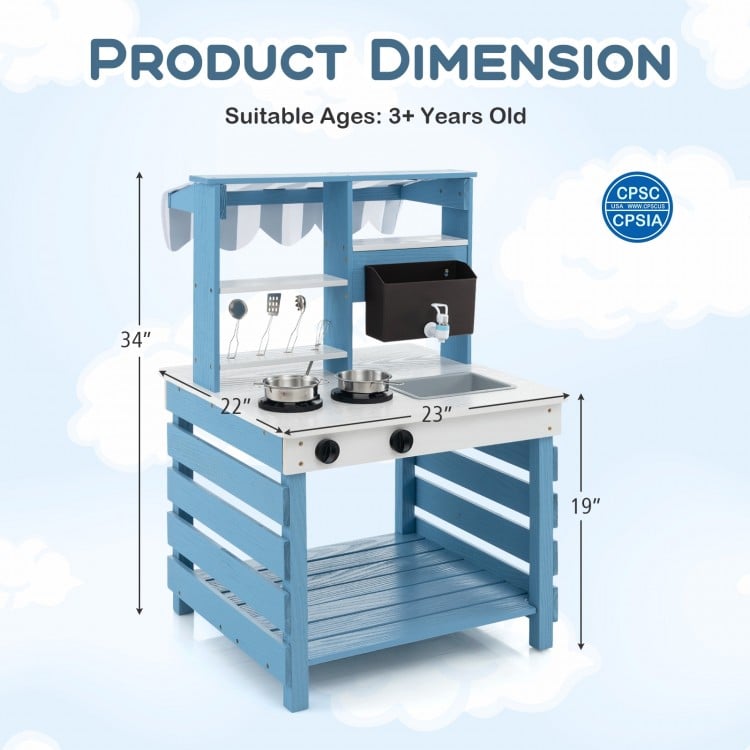 Double-sided Wooden Play Kitchen and Grocery Stand with Stoves for Kids ...