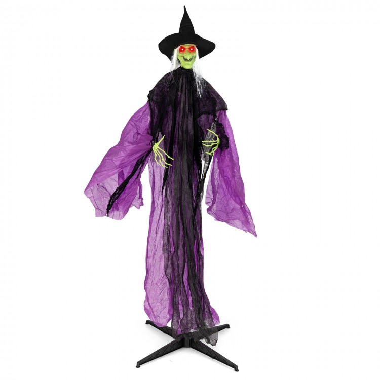 7.2 ft Halloween Standing Witch with Lighted Eyes and Automatic Arm ...