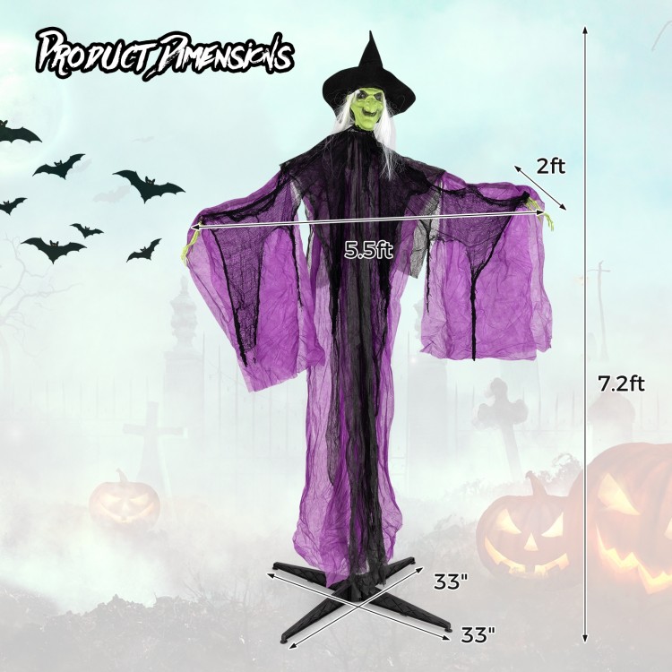 7.2 ft Halloween Standing Witch with Lighted Eyes and Automatic Arm ...