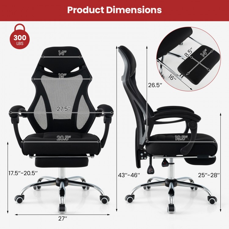 Ergonomic Mesh Office Chair with Footrest and Tilting Backrest - Costway