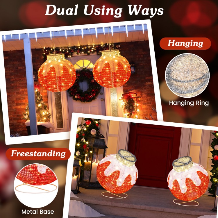 Outdoor Christmas Lantern Pop-Up Lighted Festive Ball with 80 LED ...