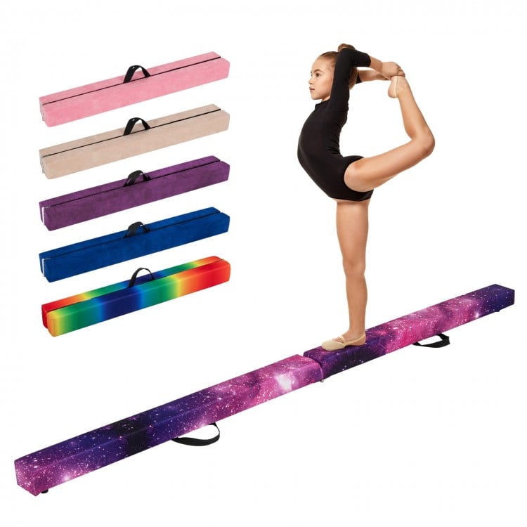 Folding Balance Beam with Solid Wood Base and Anti-slip Bottom - Costway