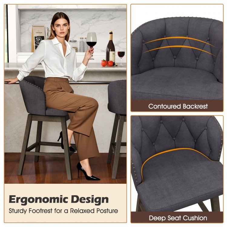 Counter Height Fabric Upholstered Bar Stools Set of 2 - Costway