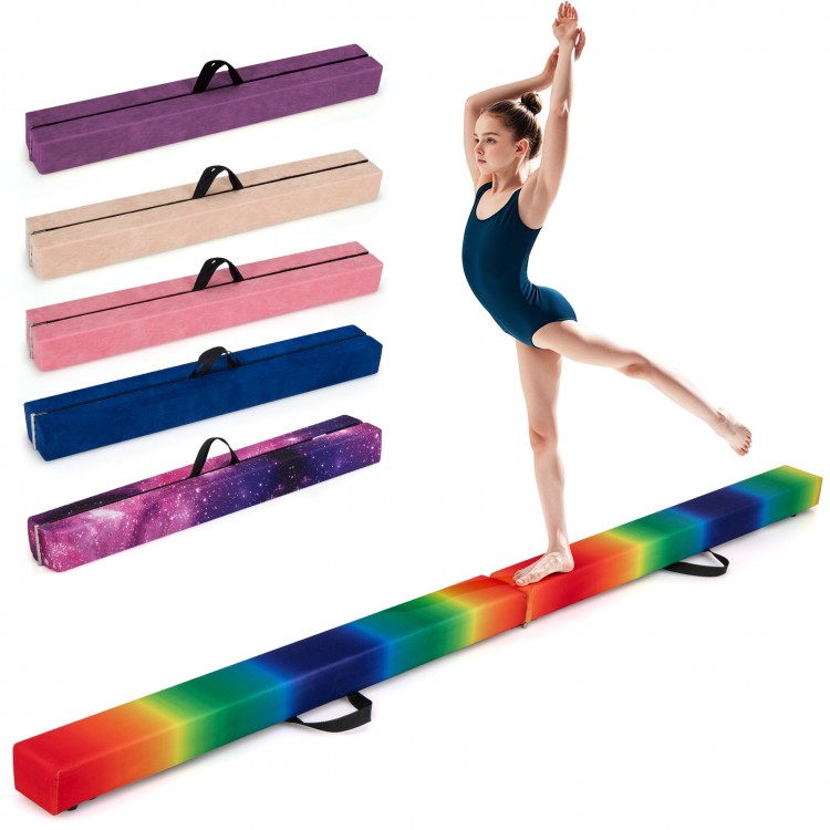 7 Feet Folding Portable Floor Balance Beam with Handles for Gymnasts ...