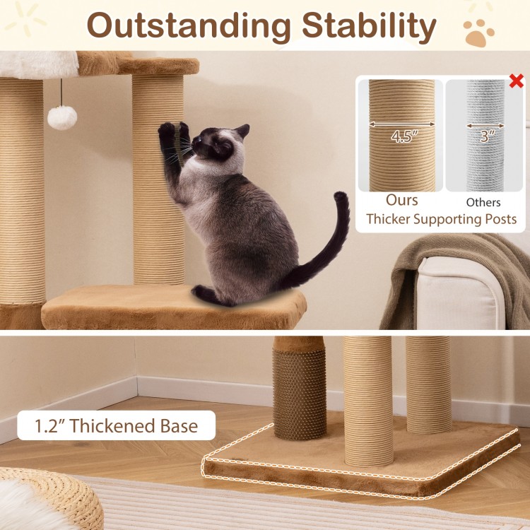 44 Inches Modern Cat Tree for Indoor Cats with Plush Padded Perch and ...