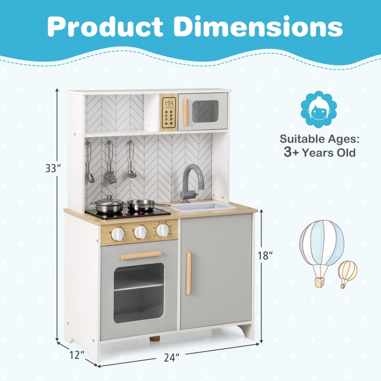 Kids Kitchen Playset with Lights Sounds Microwave Stoves Sink Oven and ...