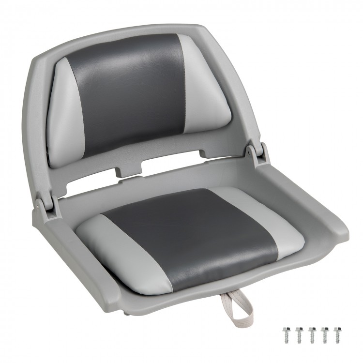 Boat Seat Folding Low Back Boat Chair with Marine-Grade PVC - Costway