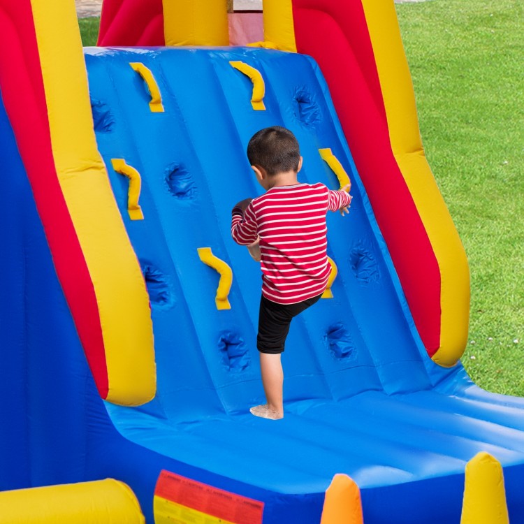 6-In-1 Inflatable Water Slide with Dual Slides Climbing Wall and Cave ...