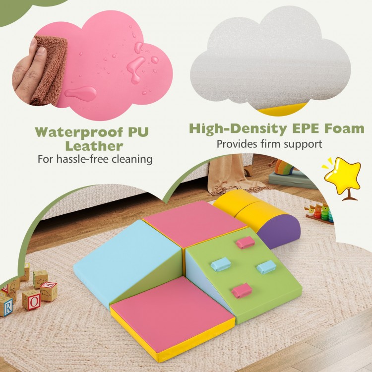 6-Piece Foam Climbing Blocks with Hook and Loop Fasteners - Costway