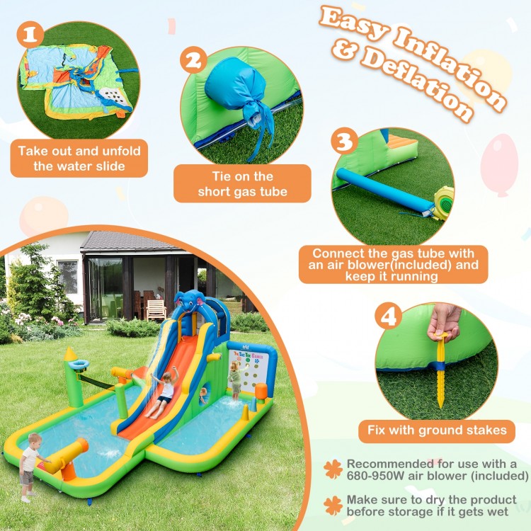 Inflatable Water Slide Giant Water Park 9-In-1 for Kids Backyard Fun ...