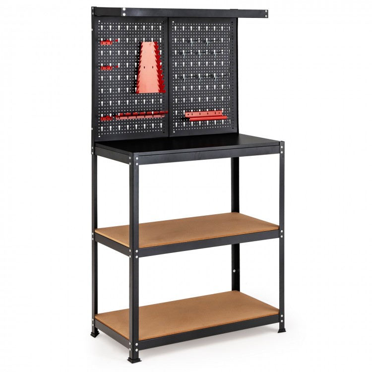 Tool Storage Workbench with Peg Board 2 Lower Shelves 14 Hanging ...