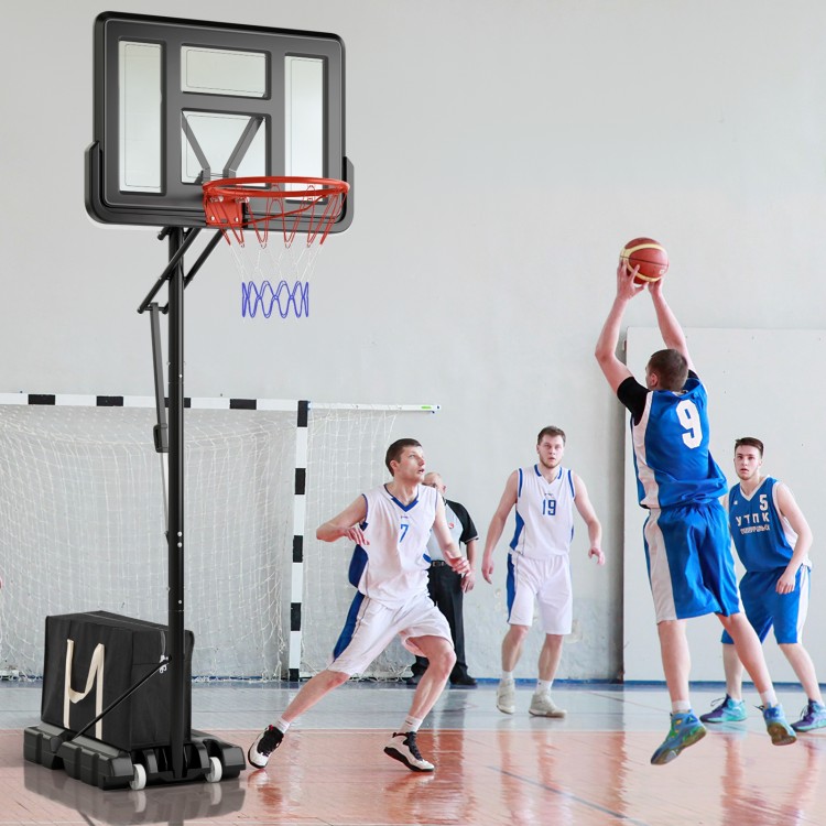 7.9-10 Feet Portable Basketball Hoop System with Sturdy Base and Wheels ...